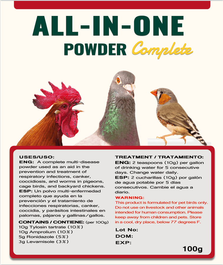 All-in-One Powder Complete for Cage Birds, Pigeons, and Backyard Chick