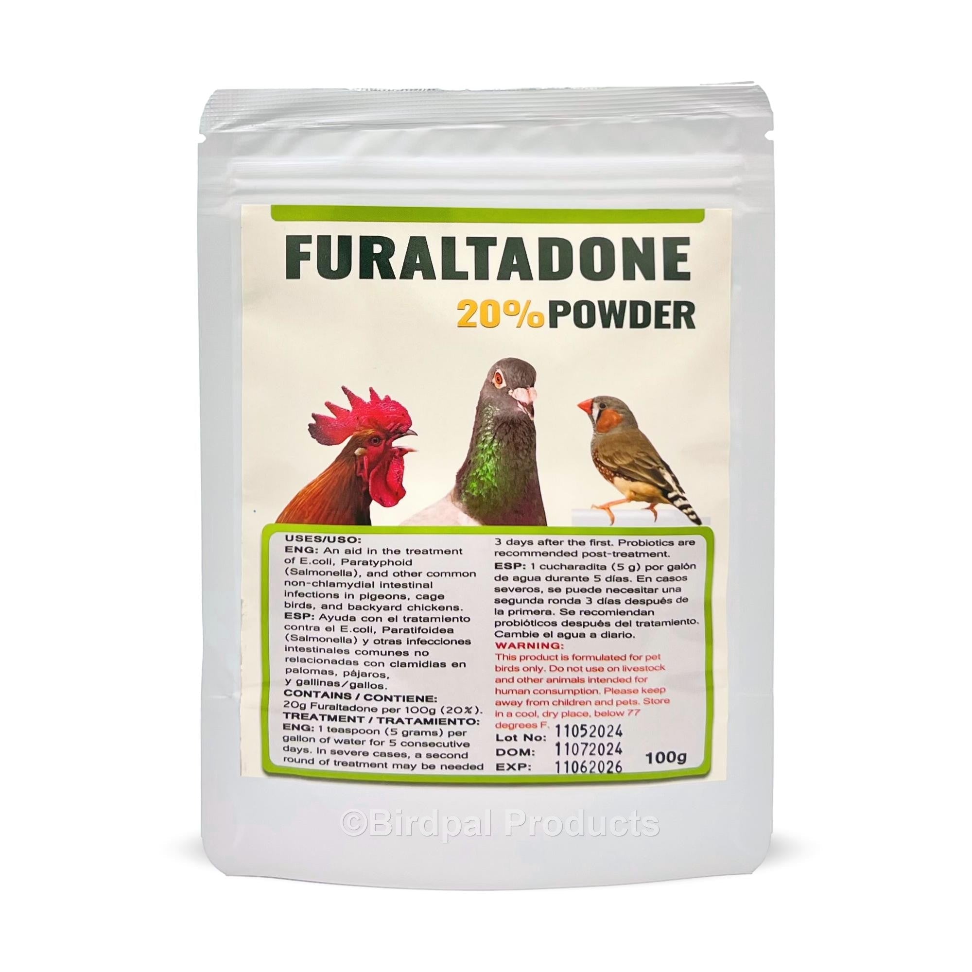 Furaltadone 20% Powder for Cage Birds, Pigeons, & Chickens