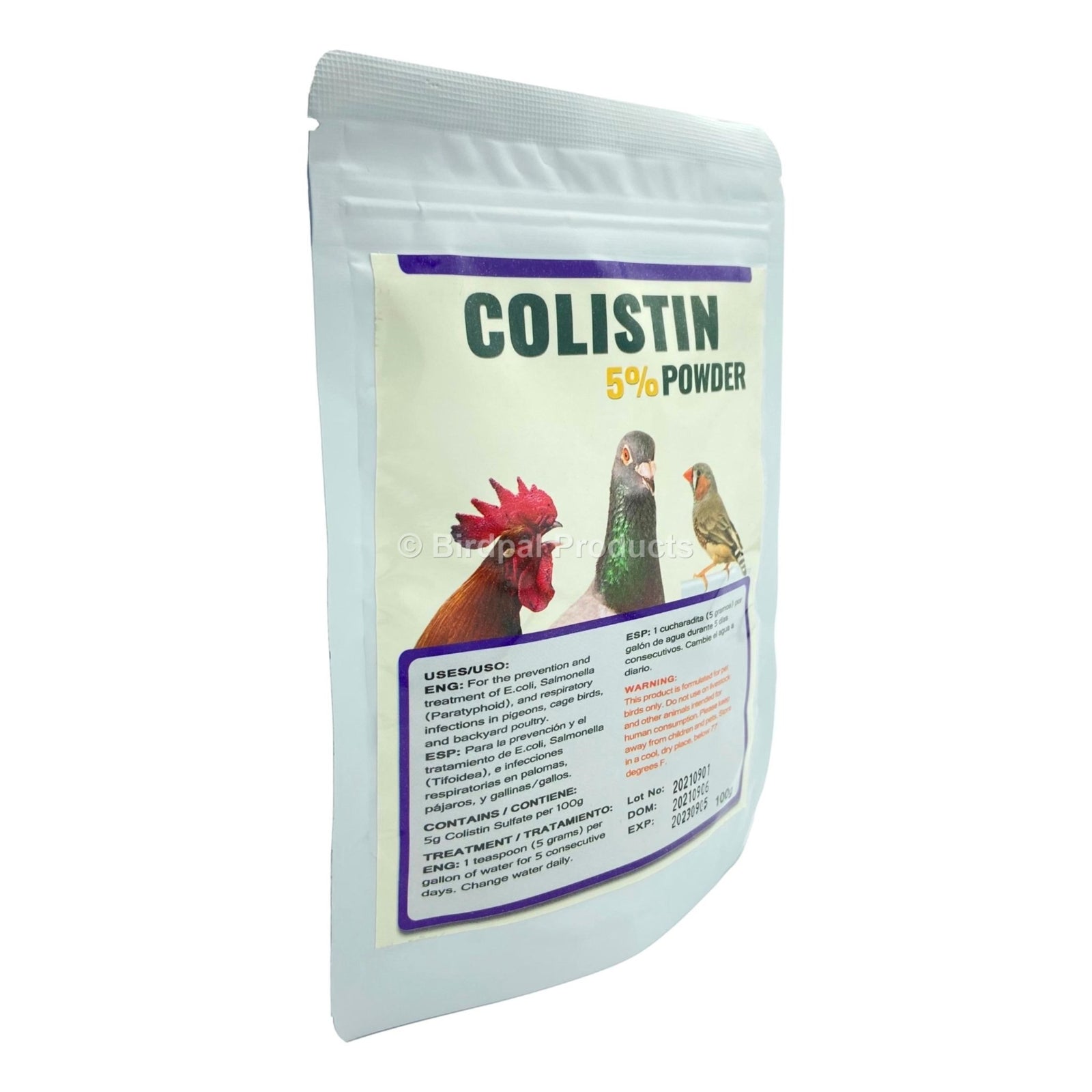 Colistin Sulfate 5% for Pet Poultry, Pigeons, & Cage Birds