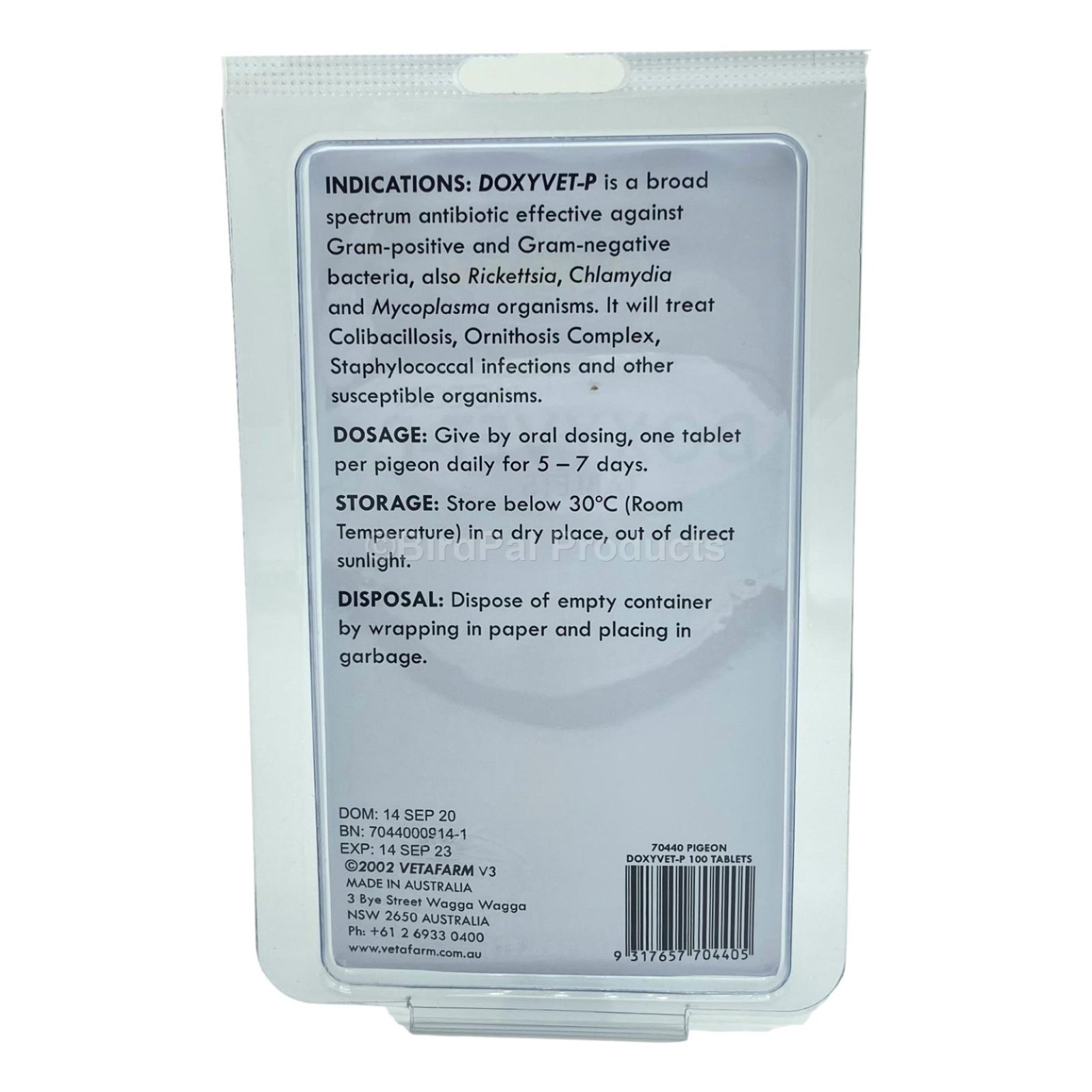 Doxyvet-P Tablets for Respiratory Infections in Pigeons